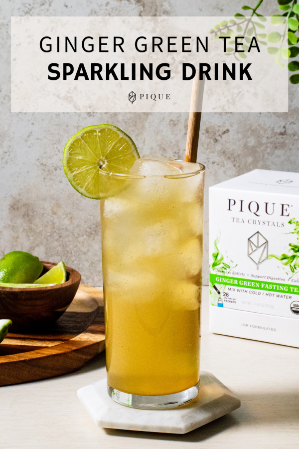 Ginger Green Tea Sparkling Drink for Immune & Gut Support | PIQUE